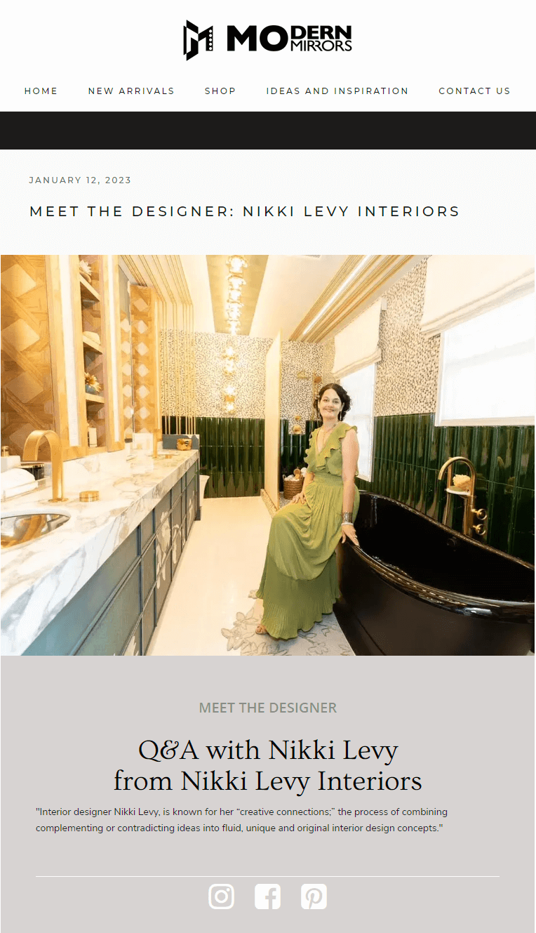 Modern Mirrors – January 2023 - Nikki Levy Interiors